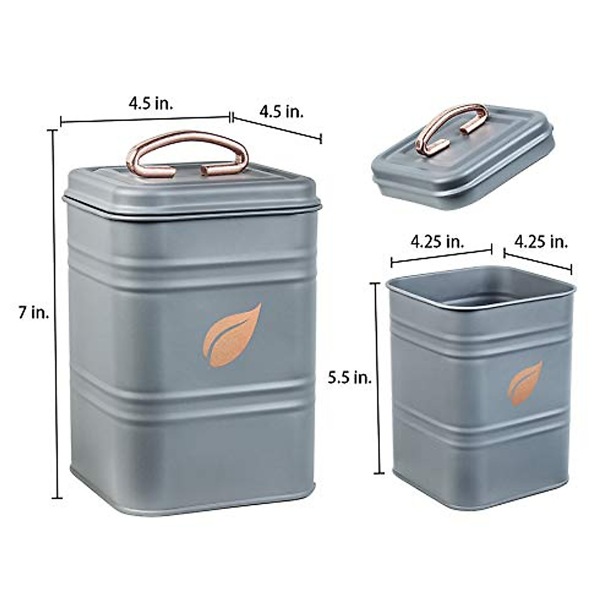 Saf-Care Design Canister Kitchen Cabinet Food Storage Containers, Pack of 3 Silver