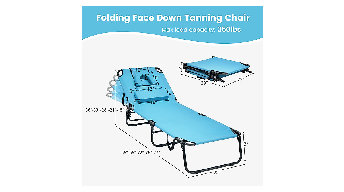 Giantex Adjustable Beach Lounge Chair - Turquoise