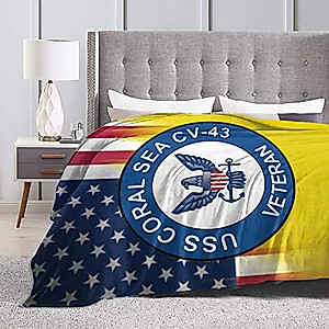 USS Coral Sea Cv-43 Flannel Abstract Throw Blanket, Super Soft Fleece Decorative Blankets Fuzzy Microfiber Blanket for Couch Bed Sofa