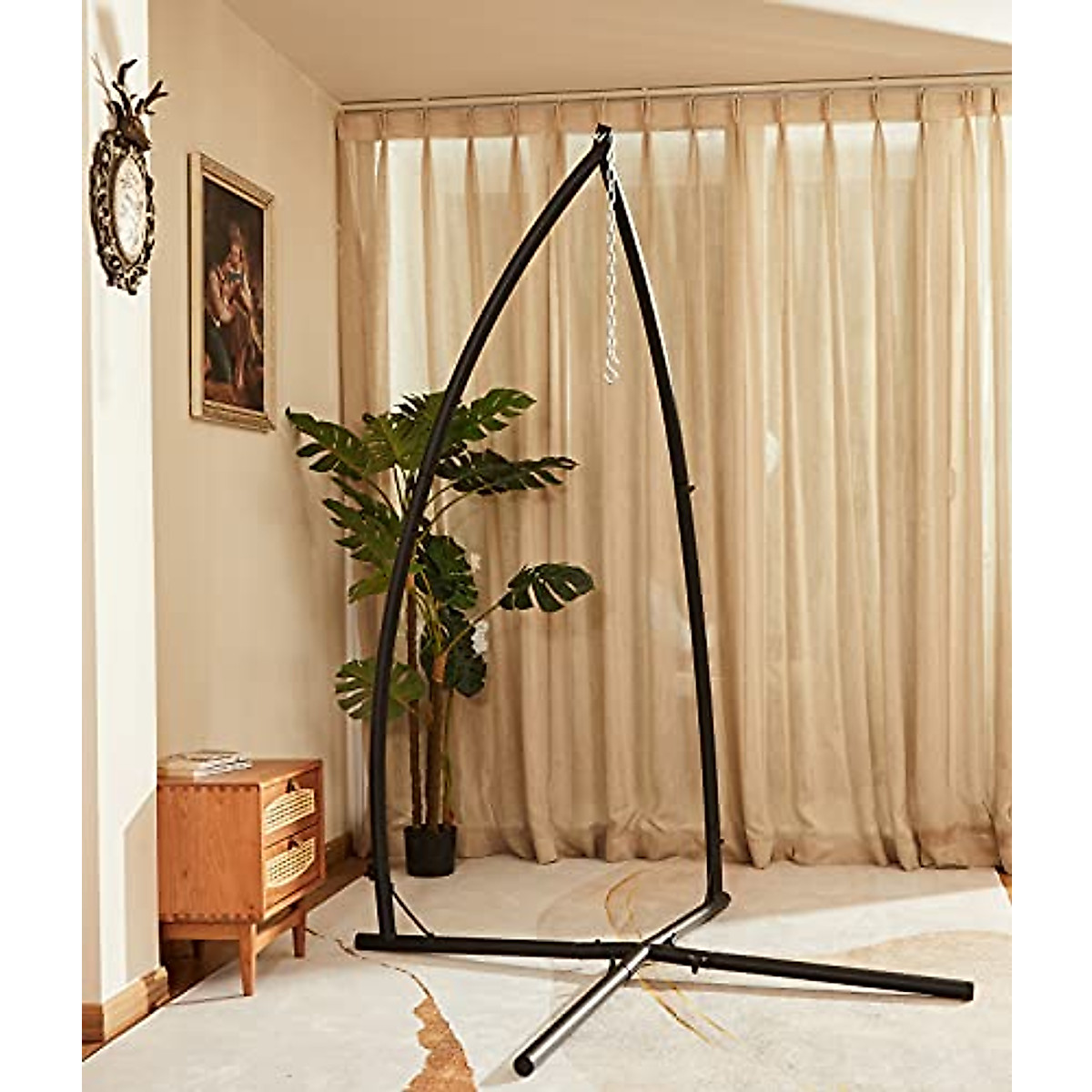 Zupapa Steel Hammock Swing Stand Adjustable Hammock Chair Swing Stand for Hanging Chairs Air Porch Loungers, Weather Resistant, Indoor Outdoor Deck Patio Yard