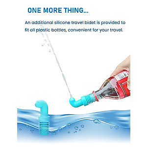 560 ml Large Portable Bidet Bottle Handheld Toilet Shataf Hand Spray Seat Water Sprayer Transparent Blue Bottle | Plus a Silicone Travel Bidet (Blue)