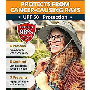 GearTOP Wide Brim Sun Hat for Womens and Mens Sun Hats - UV Protection Fishing Hat Safari Hat for Hiking Gardening & Beach Beige