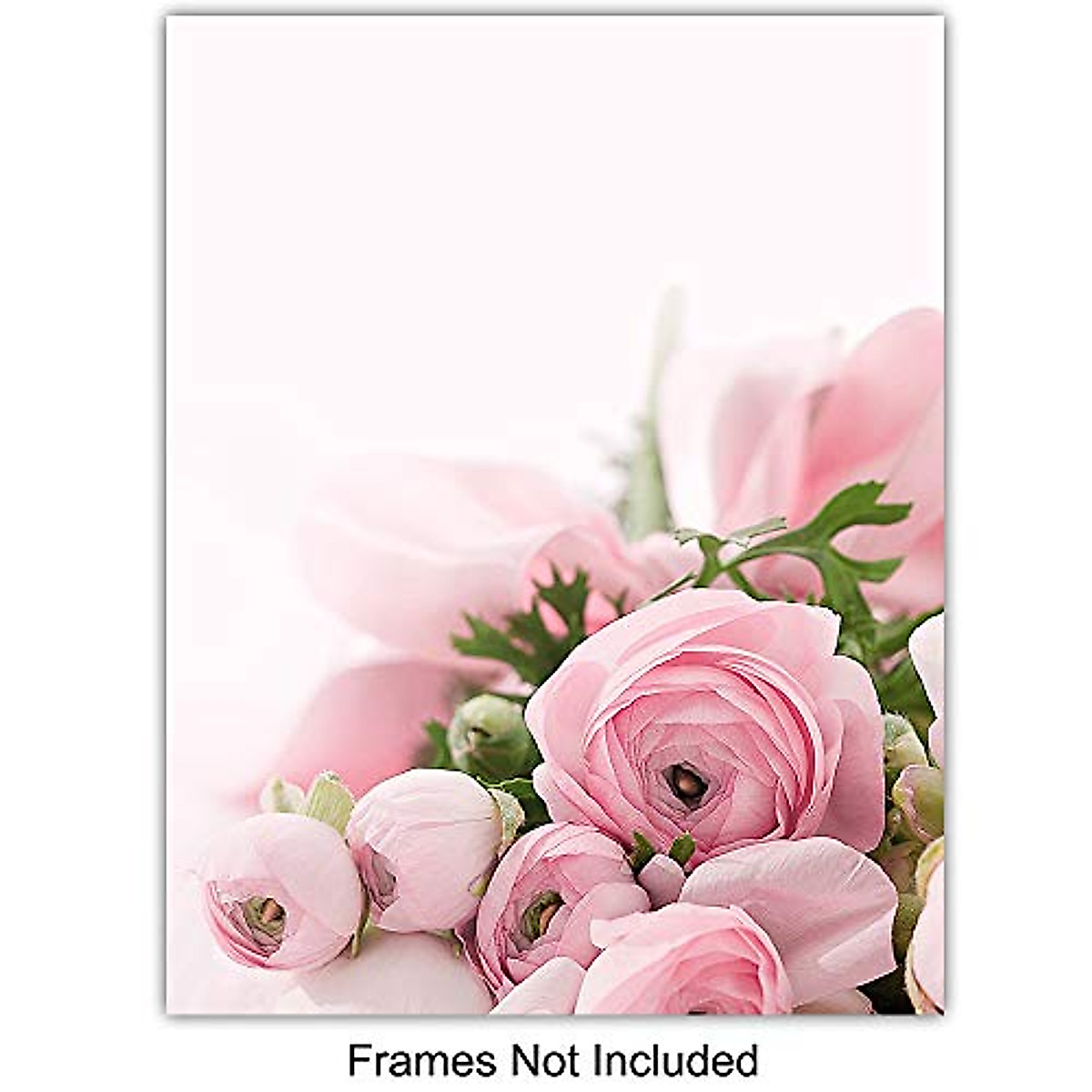 Flower Wall Art for Women - Shabby Chic Floral Home Decor, Decoration - Girls Bedroom, Living Room, Bathroom, Dining Room, Office - Pink Roses, Peonies, Succulents, Tropical Cactus - UNFRAMED 8x10 Set