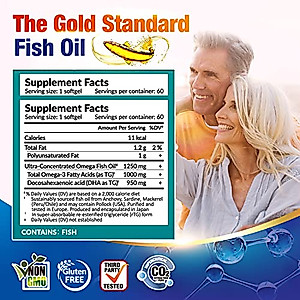 LABO Nutrition OmaxPure DHA76 Omega 3 Fish Oil, Ultra-Concentrated 76% 950mg DHA, EPA, 60 Count, Pharmaceutical Grade, Supercritical CO2 Extracted rTG Form, for Heart, Joint, Brain & Immune Health