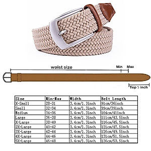 Elastic Fabric Woven Stretch Braided Belts (L, Beige)