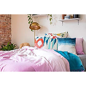 Refinery29 | Emerie Bedding Collection | Modern Reversible Luxury Ultra Soft Cotton Comforter, All Season Premium 4 Piece Set, Design for Home Hotel Décor (Full/Queen, Purple)