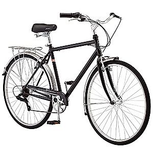 Schwinn Wayfarer Adult Hybrid Bike, Mens and Womens, 18-Inch/Medium Steel Step-Over Frame, 7-Speed Drivetrain, Rear Rack, 700C Wheels, Black
