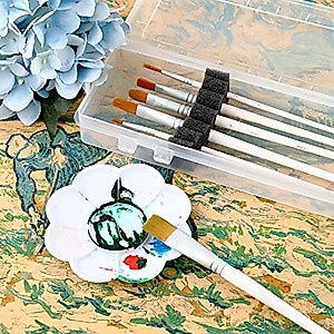 3 Pcs Paint Brush Storage Containers with Foam Inserts, Paint Brush Organizers Holders Portable Drawing Tool Case Small Storage Container for Pens with 6 Foam Inserts, Translucent, 13.8 x 3.5 x 1.6 In