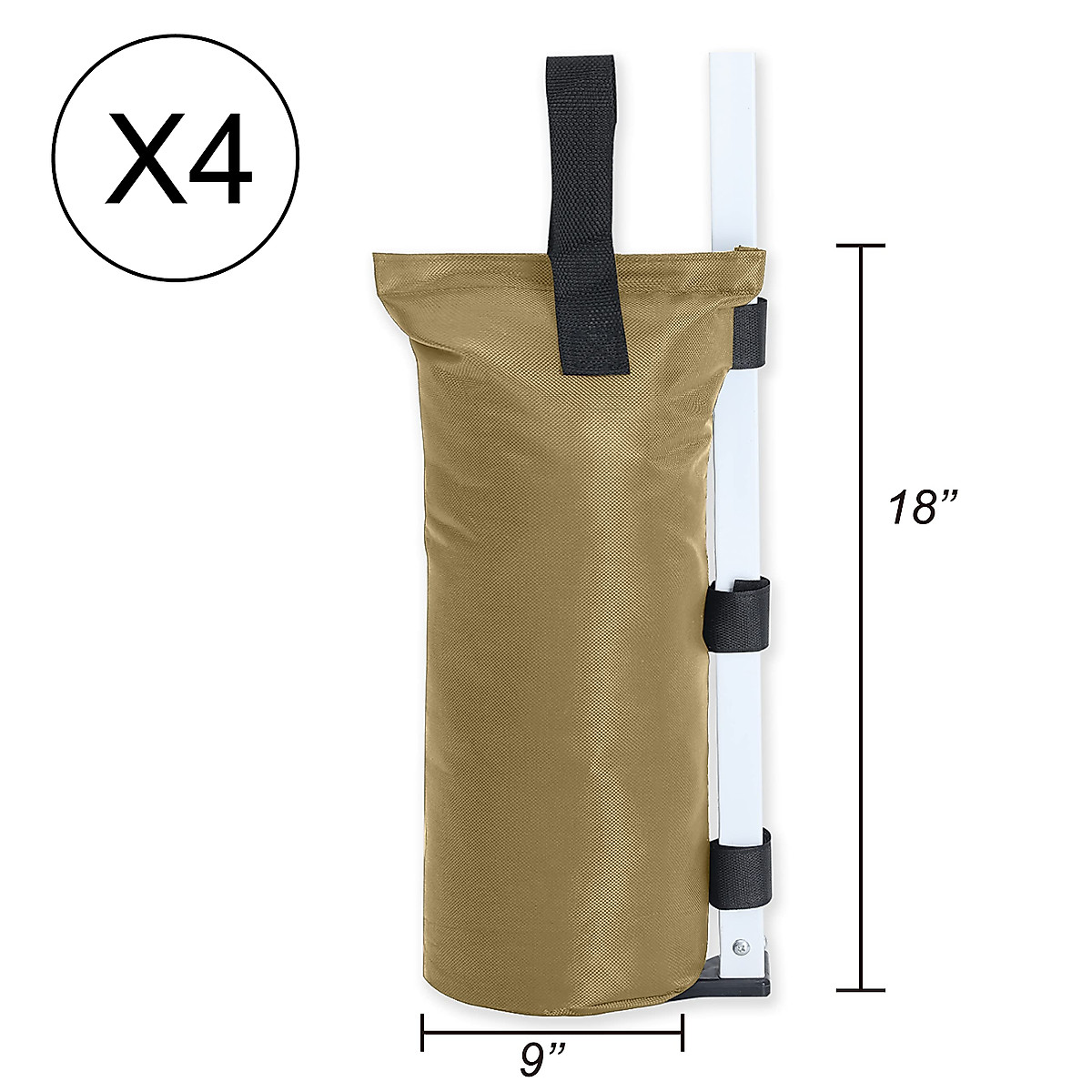 ABCCANOPY Canopy Weights Set of 4-112LBS Sand Bags for Pop up Tent, Weight Bags for Outdoor Gazebo, Trampoline, Pergola, Beige (Without Sand)