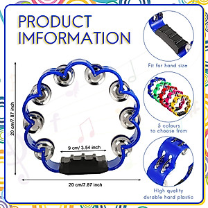 5 Pieces Petal Shaped Tambourine Plastic Percussion Tambourine Music Hand Bells for Musical Rhythm Instrument for Adults School Family Party Supplies, 5 Colors