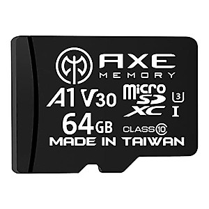 AXE MEMORY 64GB microSDXC Memory Card + SD Adapter with A1 App Performance, V30 UHS-I U3 4K