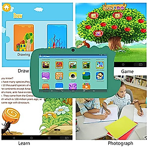 YQSAVIOR 7 inch Tablet for Kids, Android 11.0 Kids Tablet 16GB ROM Tablets WiFi Tableta, Dual Camera, Educational, Games, Parental Control Kids Tablet (Green)