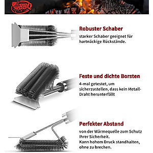 TNTOR Grill Brush with Scraper, 18" Adjustable Handle with Bottle Opener BBQ Grill Brush for Outdoor Grill/Smoker/Gas and Charcoal Grill Cleaning