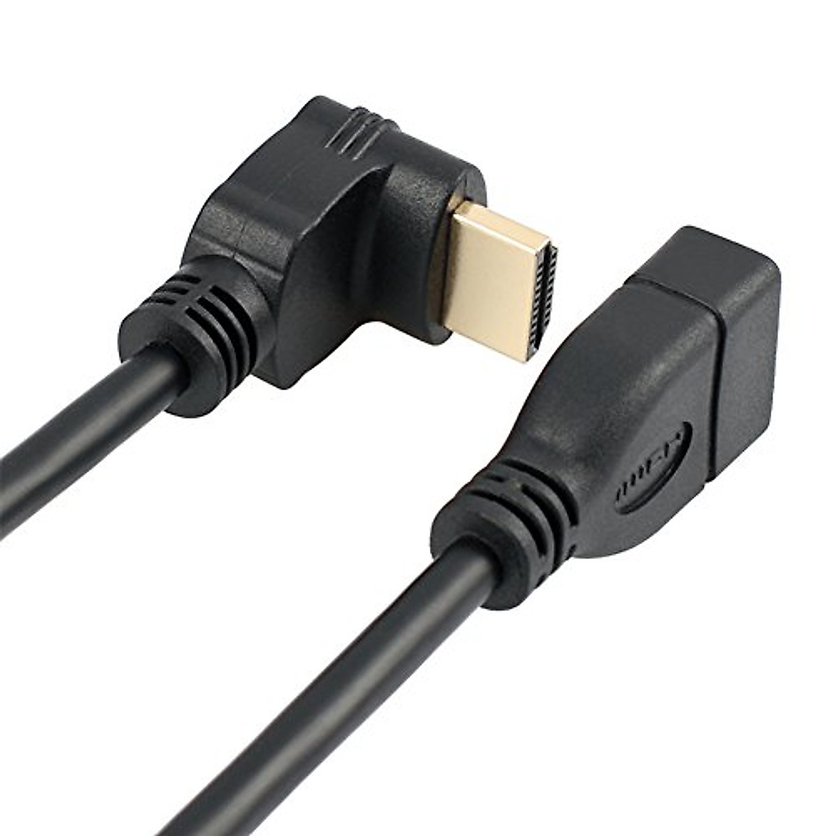Bluwee HDMI Extension Cable High Speed 90-Degree Angle HDMI Male to Female Extension Wire Cord HDMI Extender - Gold Plated Plugs, Black (0.5FT)