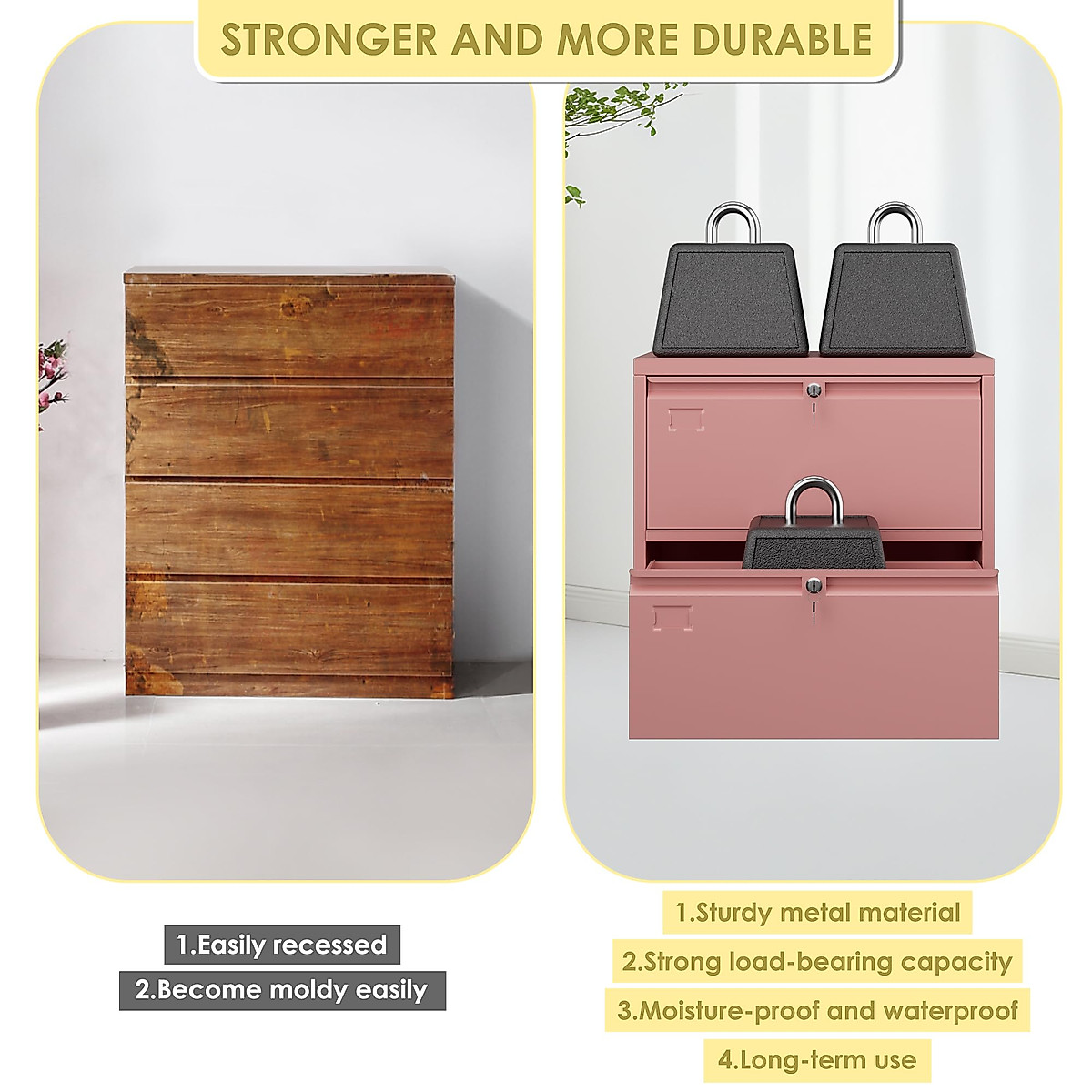 GangMei 2 Drawer Lateral File Cabinet, Lockable File Cabinet with Drawers,Ins-Design 35.43 inches Wide Files Cabinet with Hanging Bars,Assembly Required (White, 2 Drawer)…