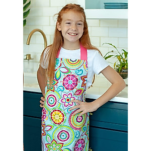Sara Sews Colorful Pink Floral Handmade Art Craft or Baking Apron Gift for Tween Girl