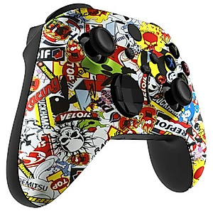 MODDEDZONE Custom Wireless UNMODDED Controller for Xbox One S/X and PC with Exclusive and Unique Designs - The Perfect Gaming Gift for Enthusiasts, Expertly Crafted in the USA Sticker Bomb