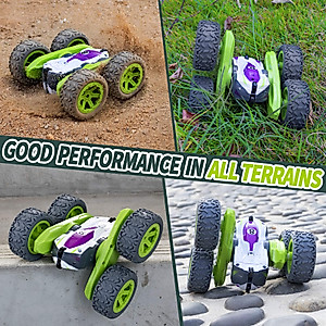 MAKINO Remote Control Car, RC Cars Stunt Car Toy Double Sided 360° Rotation with Headlights 2.4Ghz 4WD Electric Toy Car Gift for Kids Boys Girls (All Batteries Included)