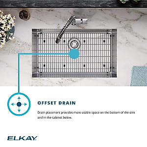 Elkay Crosstown ECTSR33229TBG4 Equal Double Bowl Dual Mount Stainless Steel Kitchen Sink Kit