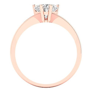 Clara Pucci 1.0 ct Heart Cut Genuine Lab Grown Diamond VS1-VS2 18K Rose Gold Solitaire Bridal Wedding Engagement Designer Ring size 3.5