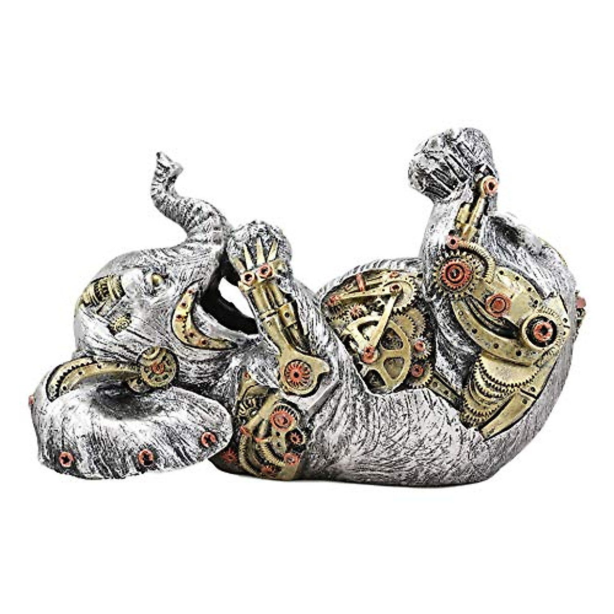 Ebros Steampunk Industrial Victorian Sci Fi Cyborg Robotic Elephant Wine Bottle Holder Figurine 9" Long with Painted Gearwork Clockwork and Mechanical Parts Party Hosting Accessory Elephants