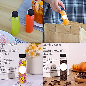 Moretoes 2oz Shot Bottles with Caps, 12pcs Plastic Juice Bottles, Reusable Leak-proof Containers with Cap for Juices, Ginger Shot, Smoothie and Other Liquids