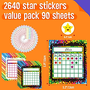 66 Pack Classroom Incentive Chart in 2 Designs with 2024 Star Stickers for Classroom Teaching or Family Using