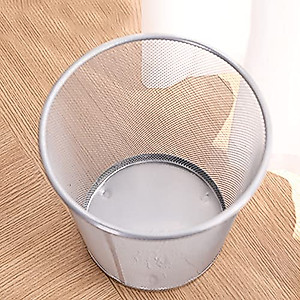 Household Metal mesh Trash can Office Round Trash can Household Trash Basket Kitchen Storage Bucket
