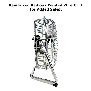 Optimus F-4092 9-Inch Industrial-Grade High-Velocity 2-Speed Fan, 1-Pack, Silver Coated