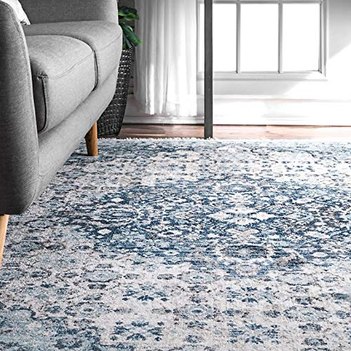 nuLOOM Vicki Vintage Runner Rug, 2' 6" x 8', Light Blue