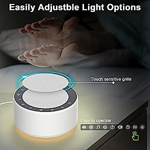 YTE White Noise Machine with 30 High Fidelity Soundtracks, 7 Colors Night Lights, Full Touch Cloth Grille and Buttons, Timer and Memory Features, Plug in, Sound Machine for Baby, Adults