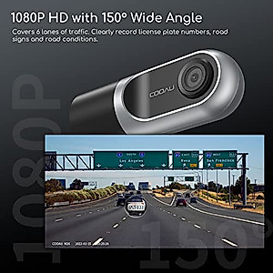 COOAU 1080P FHD Dash Cam, Smart Dash Camera for Cars, Mini Car Front Center Camera Recorder with Infrared Night Vision, Supercapacitor, G-Sensor, WDR, Loop-Recording, Parking Monitor (M26)