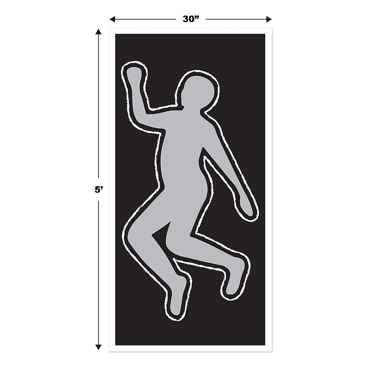 Beistle Plastic PSI Body Silhouette Door Cover, 5' x 30" - Detective Investigation Party Supplies, Murder Mystery Dinner, Floor Crime Scene Evidence Decoration, Spooky Halloween Themed Decor