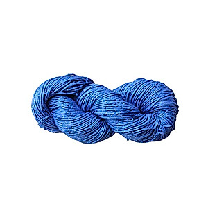 The Design Cart Blue Solid Color DK Weight 4 PLY Cracker Sparkle Cotton Yarn Stitch Embroidery Thread Friendship Bracelet Thread Floss Bracelet Yarn Package of 100 Grams YK-CRS - 11