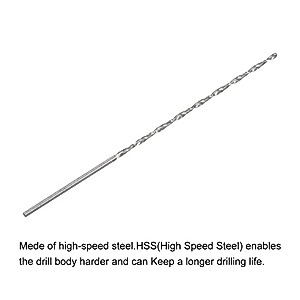 uxcell 10 Pcs 1.4mm Mini Micro Twist Drill Bits, High-Speed Steel Straight Shank Extra Long Drill Bit 70mm for Aluminum Alloy