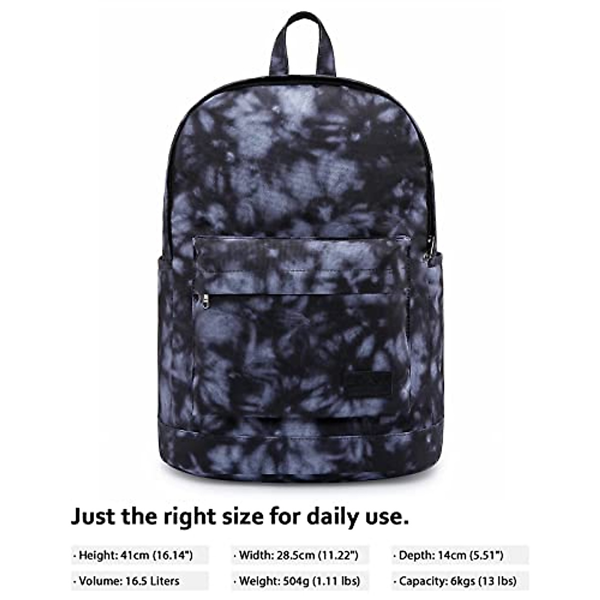 HotStyle 936Plus Tie Dye School Backpack Aesthetic Bookbag for Teen Girls, Black