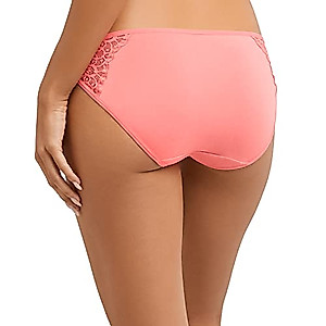 Maidenform String Panties with Lace Accents, Bikini Underwear for Women, 3-Pack, Coral/Navy Eclipse/Black, X-Large