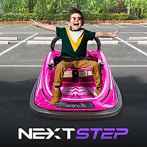 Jovial Electric Bumper Car for Kids - 12V Rechargeable Battery Powered Ride On Vehicle for Toddlers w/ 2 Driving Modes, Safety Belt, Remote Control, LED Lights, 360 Degree Spin, Dual Joystick