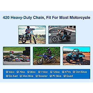420 Motorcycle Chain - 420 Standard Roller Chain 132 Link + Chain Breaker for 110cc 125cc Dirt Pit Bike ATV Quad Go Kart Scooter Mini Bike