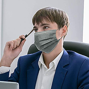 100 Pack Grey Individually Wrapped Disposable Face Mask,3-Layer Masks with Elastic Ear Loops for Children,Breathable and Comfortable Non-woven Face Mask for Daily Protection