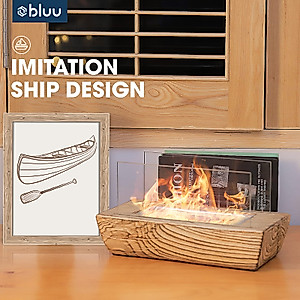 Bluu Easter Decorations for The Home Tabletop Fire Pit Portable Indoor Fireplace, Personal Mini Bio Ethanol Faux Wood Fire Bowl Heater for Outdoor Use