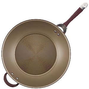 Circulon Symmetry Hard Anodized Nonstick Wok / Stir Fry Pan with Helper Handle - 14 Inch, Red