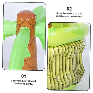 NOLITOY 3pcs Inflatable Coconut Ice Bucket Tray Decor Items Inflatable Cooler Table Inflatable Palm Tree Cooler Treasure Chest Floatable Cooler Pvc Pool Party Beer Rack Coconut Tree