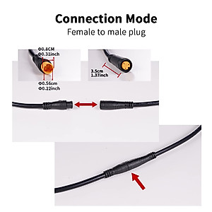 baluoqi Extension Cable 2Pin/3Pin/4Pin/5Pin/6Pin/8Pin/9Pin Waterproof Plug Works for Electric Bicycle Light/Throttle/Ebrake/Display Ebike Parts Extend Cable (3pin 80cm)