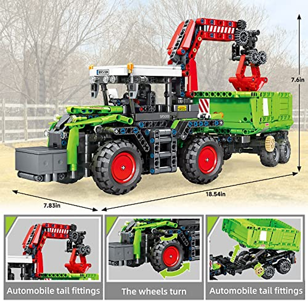 3 in 1 Tractor Harvester Building Kits, Compatible with Lego Truck Farm Construction Vehicles Set Toys for Adults and Boys Girls 8-12(1481 Pieces)