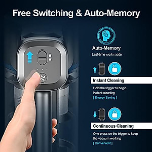 DEVOAC Cordless Vacuum Cleaner, 28Kpa Powerful Stick Vacuum Cleaner with 350W Brushless Motor, 45 Min Max Runtime, 6 in 1 Lightweight Vacuum Cleaner for Carpet Hardwood Floor Pet Hair, Blue