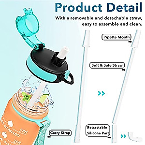 Enerbone 32 oz Water Bottle, Leakproof BPA & Toxic Free, Motivational Water Bottle with Times to Drink and Straw, Fitness Sports Water Bottle with Strap for Office, Gym, Outdoor Sports, Orange-Green
