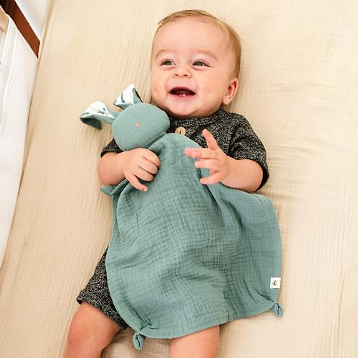 Mikito Organic Cotton Baby Muslin Lovey Bunny - Oeko-TEX & GOTS Certified - Security Blanket & Perfect Loveys for Babies - Unisex New Baby Gift for Ultimate Comfort & Peaceful Dreams