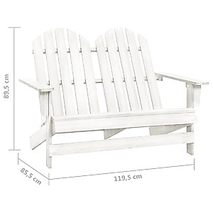 Tidyard 2-Seater Patio Adirondack Chair Solid Wood Fir White Outdoor Fire Pit Chair Wooden Garden Armchair for Porch Pool Lawn Deck Backyard Balcony Outdoor