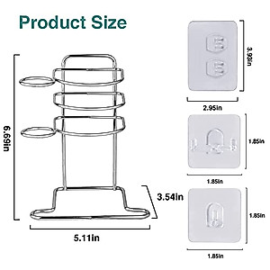 Steon Adhesive Hair Dryer Holder Wall Mount, Removable Blow Dryer Holder for Bathroom Easy to Reusable and Reset, 1 Hairdryer Holder + 4 Adhesive Hooks - No Drill and Damage Free
